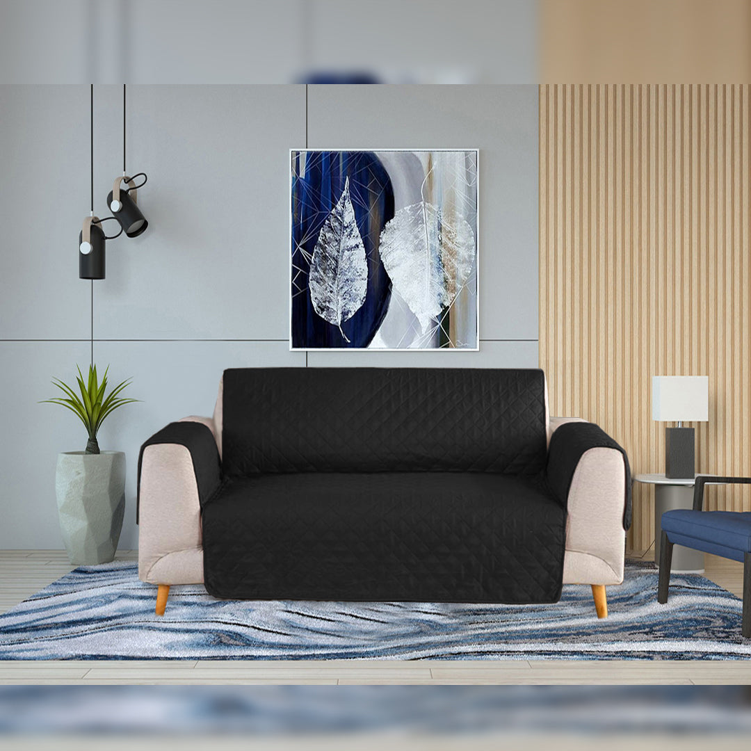 Cotton Quilted Sofa Runner - Sofa Coat (Black) – Yes Cart